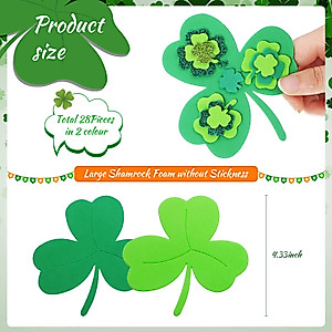 428 Pieces St. Patrick's Day Craft Shamrock Foam Stickers Supplies Glitter Shamrocks Stickers Self Adhesive Foam Clover Stickers for DIY Kids Toddlers Adults Party Favors