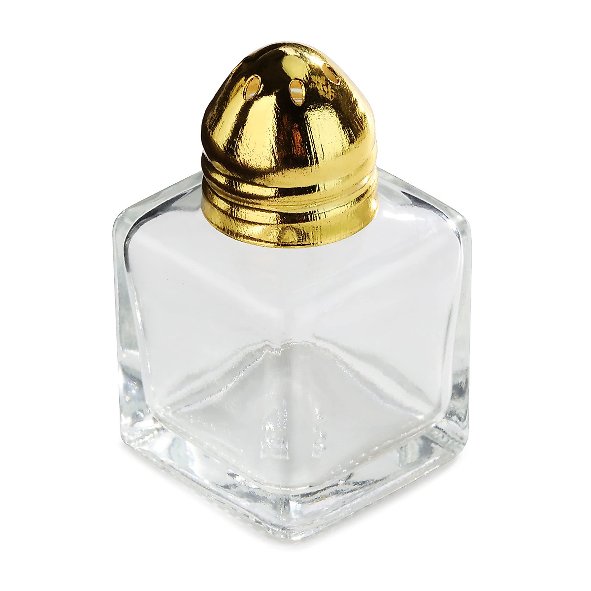 New Star Foodservice 22223 Glass Cube Mini Salt and Pepper Shaker with Gold Plated Top, 0.5-Ounce, Set of 48