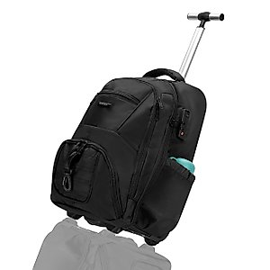 LemoHome Rolling Backpack,18 inch Water Resistant Wheeled Laptop Backpack,Carry on Luggage Business Bag,Trolley Suitcase for Men Women Adults to Travel (Black)