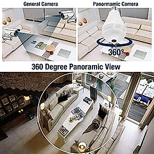 RUSFEIDA Smartbulb360 Security Camera, 360 Degree Panoramic Indoor/Outdoor Wireless IP WiFi Camera for Baby/Pet/Nanny/Elder/Home, Color Night Vision, Motion Detection, Two Way Talk, E27 Light Socket