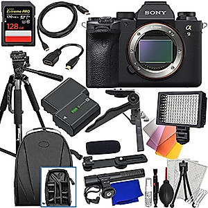 Ultimaxx Essential Bundle + Sony Alpha a9 II Mirrorless Digital Camera (Body Only) + SanDisk Extreme Pro 128GB SDXC, Replacement Battery, Lightweight 60” Tripod, Backpack & Much More (23pc Bundle)