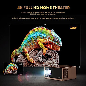 Projector with WiFi and Bluetooth, REPABOW Outdoor Projector 4K Movie Projector Native 1080P Projectors 5G WiFi Home Theater Projector for iOS/Android/Windows/TV Stick/HDMI/Phon/PC/ PS4/ PS5