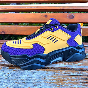 DAVESHOES Mens Wide Shoes for Walking Mamba 24 Luxury Sneakers with Latex Insoles Yellow and Black Platform Shoes Hiptop Running Sport Shoes Male