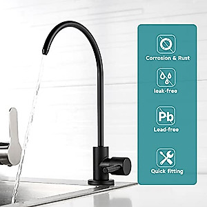 Drinking Water Kitchen Faucet Matte Black,FVITA 304 Stainless Steel Sink Filter Water Faucet Reverse Osmosis Water Filter Faucet