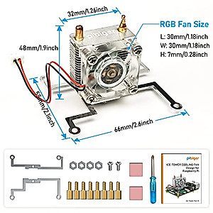 Pibiger Raspberry Pi 4 Cooling Fan Ice Tower Cooler CPU Heatsink Kit for Raspberry Pi 4 Model B Compatible with Raspberry Pi 3B+, Pi 3B