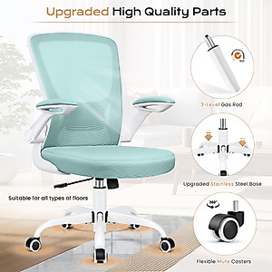 KERDOM Ergonomic Mesh Office Chair with Lumbar Support, Flip-up Arms & Swivel Feature - Adjustable Height Home/Gaming Chair (LightBlue)