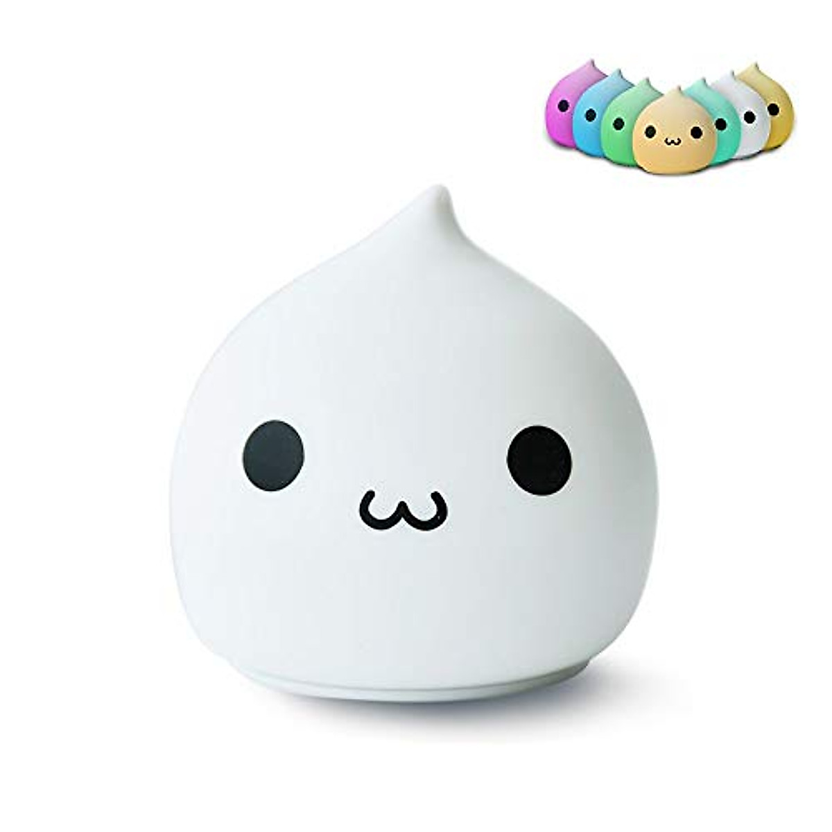 Litake Cute Night Light, Battery Night Lights for Kids, Silicone Tap Light, Baby Toddler Kids Night Lights for Bedroom Christmas Birthday Gifts, Warm White/ Single Color/7 Color Breathing Modes