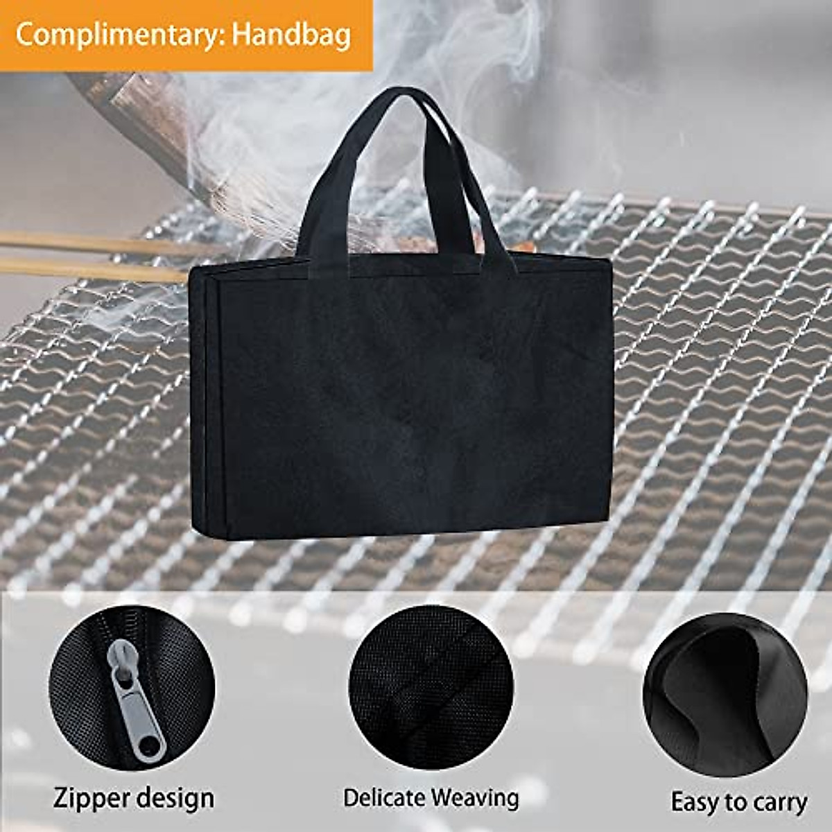 LYBOSH portable charcoal grill, 17.5" - With Handbag， multifunctional folding grill for travel, outdoor cooking and grilling, camping grill