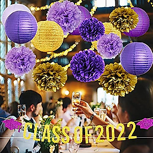 Graduation Decorations 2022 Purple Gold/Class of 2022 Graduation Banners,Graduation Party Decorations