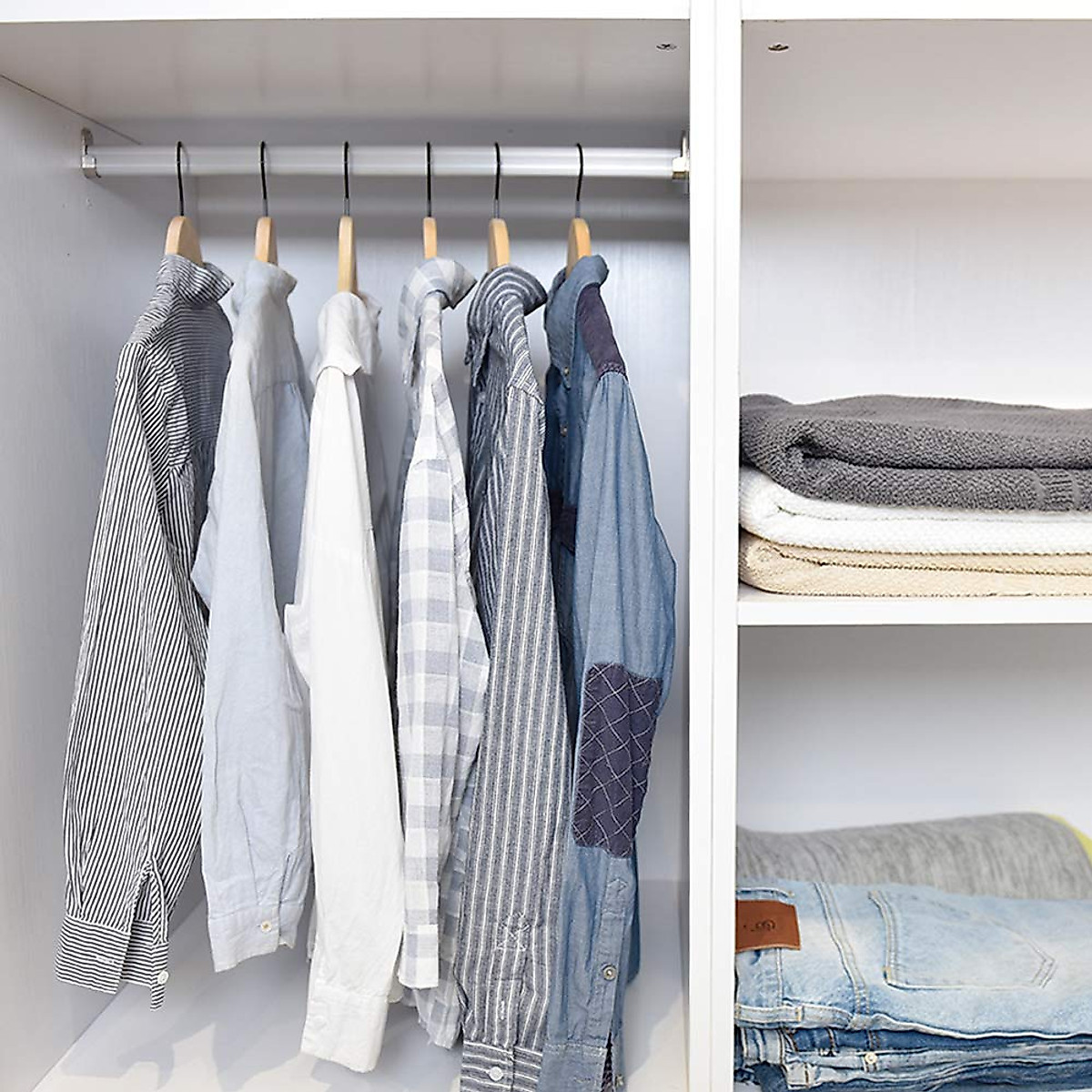 JS HANGER Wooden Coat Hangers, 30 Pack High Grade Wood Suit Hangers with Non Slip Pant Bar - Extra Smooth and Splinter Free, Unvarnished