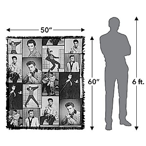 LOGOVISION Elvis Blanket, 50"x60" Photo Collage Woven Tapestry Cotton Blend Fringed Throw Blanket