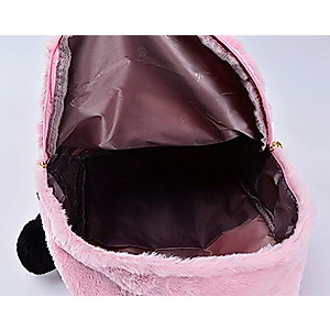 Nite closet Pink Backpack Purse for Women Fluffy Fleece Bags Faux Fur Heart (Pink)