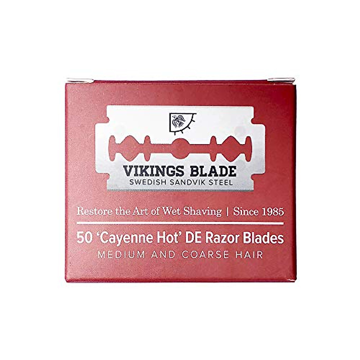 Double Edge Safety Razor Blades, Swedish Steel, 50 Count, by VIKINGS BLADE, Platinum Coated Replacement Razor Blade & Refills, Eco Friendly, Smooth, Close, Clean Shaving Blades, Semi-Aggressive & Safe