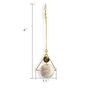Mismatch Asymmetry Abstract Drop Dangle Abalone Shell Earrings for Woman
