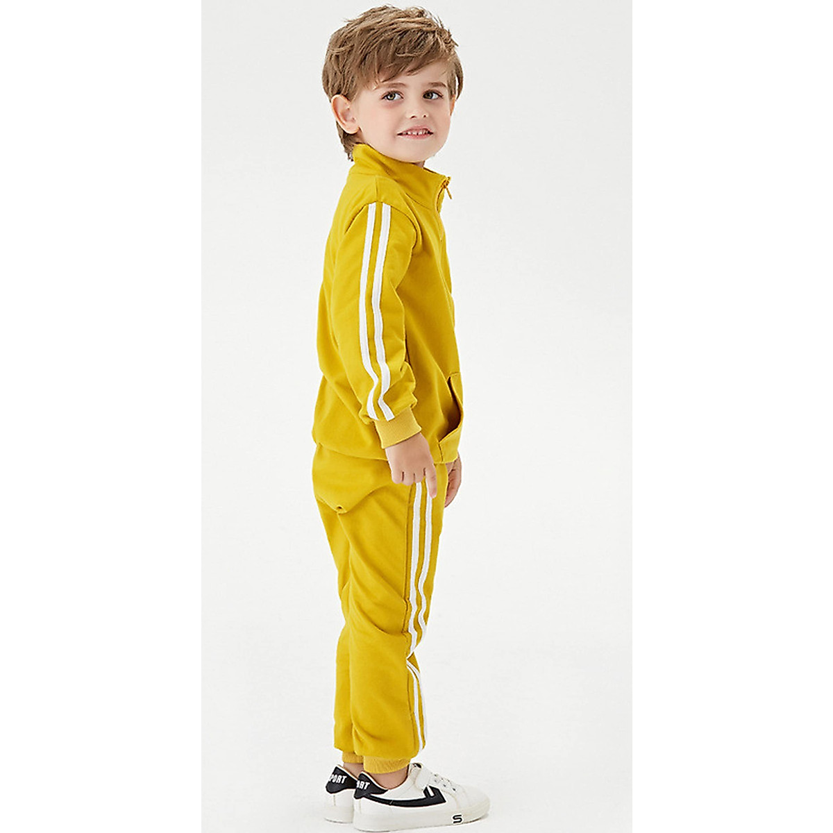 CRAZY GOTEND Toddlers Boys Outfit Set Long Sleeve Casual Sweatsuit 2 Pack Kids Clothing Athletic Clothes Zip With Pockets Red 18-24 Months/90