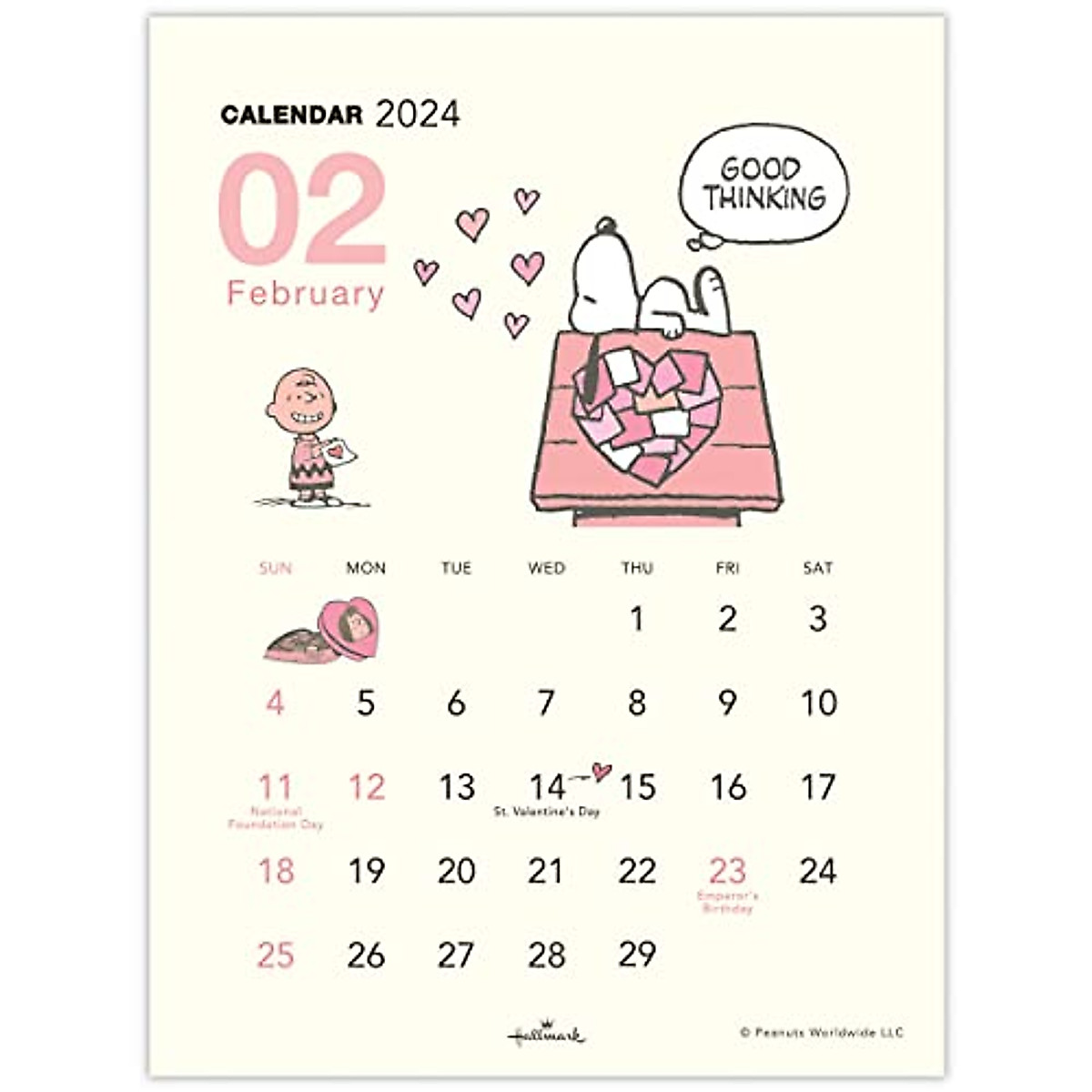 Hallmark 824-389 Japan Hallmark Snoopy 2024 Calendar Desktop Vertical