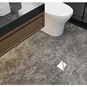 Peel and Stick Floor Tile 12Pcs Light Gray Marble Vinyl Flooring 12"x12" Durable Waterproof Non-Slip Vinyl Tiles Removable Stickers Tile for Kitchen Living Room Bedroom Bathroom