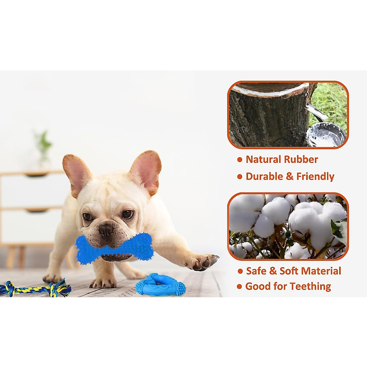 Beiker 20 Pack Puppy Chew Toys - Blue Dog Teething Toys for Puppies, Puppy Toys Teething Rings and Durable Ropes, Blue Rubber Toy Bundle for Small Dogs, Cute Interactive Dog Balls for Small Breed