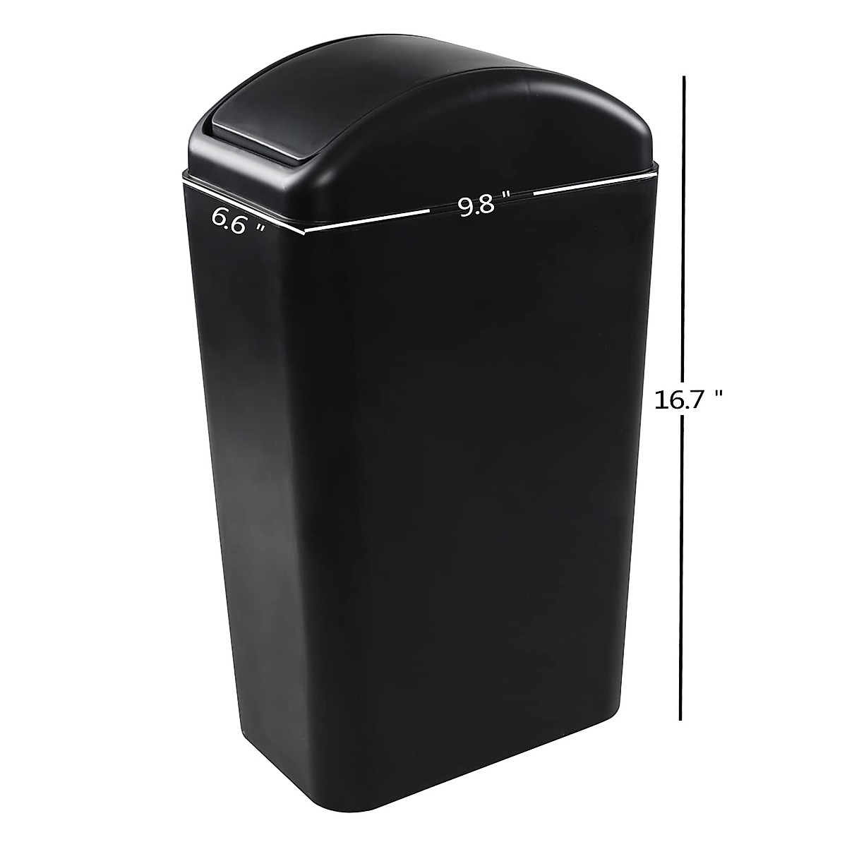 Leendines 14 Liter Plastic Trash Can, Garbage Bin with Swing Lid (Black)