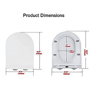UF080 18.25" Elongated U Shape Toilet Seat Soft Close Quick Release UF Heavy Duty Bigger Cover White