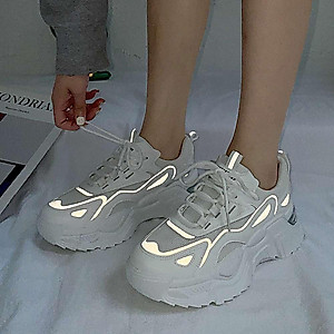 YYSPR Women's Fashion Platform Lace Up Sneakers Lightweight Walking Running Shoes White 8 US
