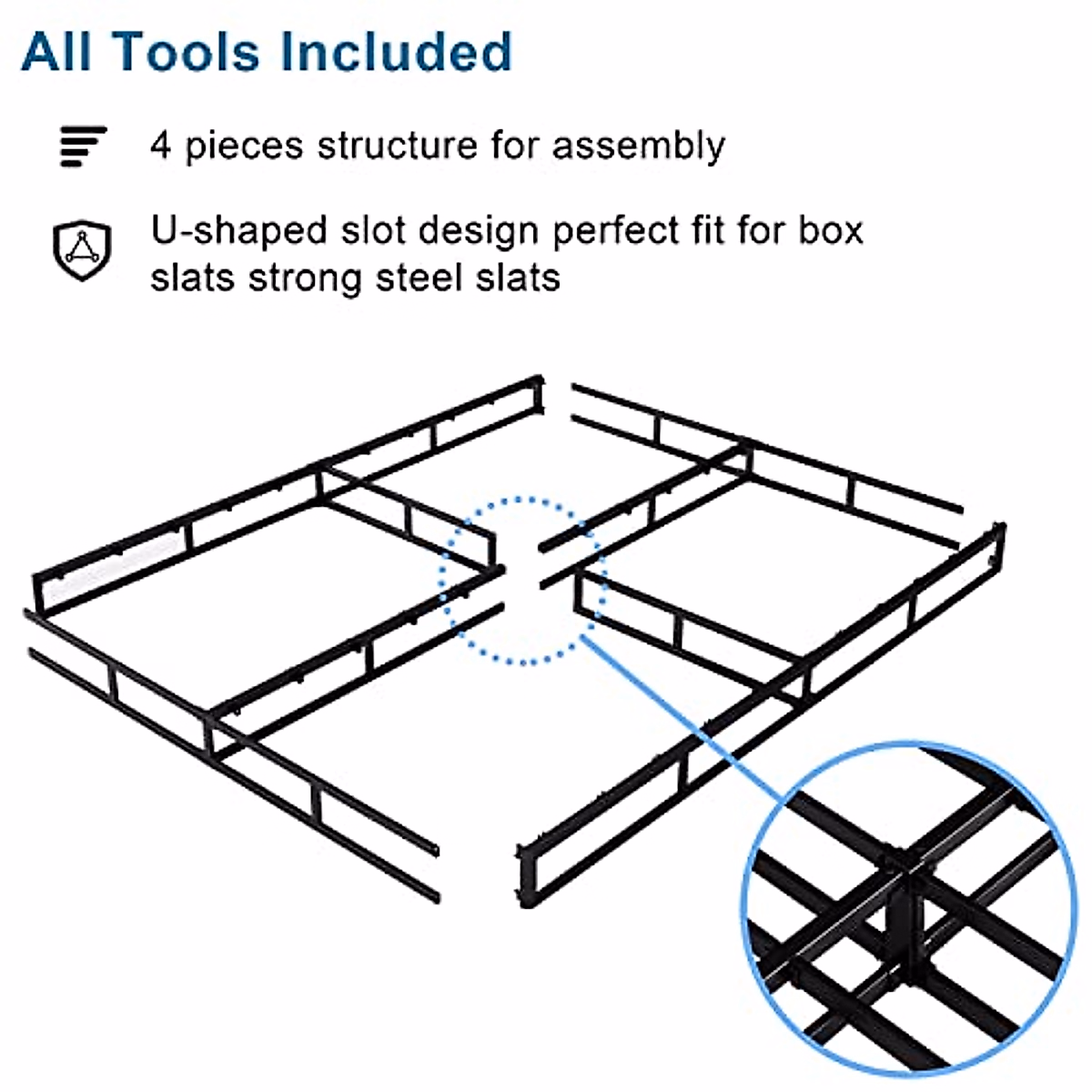 Gdduck Box Spring Full, 5 Inch Metal Full Size Box Spring Only Basics Bed Base, Mattress Foundation,Black Sturdy Heavy Duty Structure with Cover, Noise Free,Easy Assembly