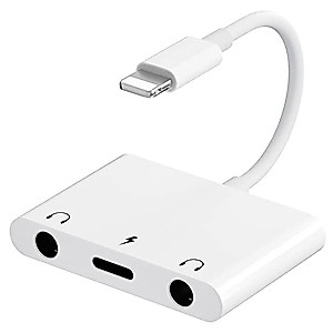 Unitrox 3.5mm Headphone Jack Adapter, 3 in 1 Audio and Charge Headphone Splitter for Phone 11/11 Pro/XS/XS Max/XR/X /8/8 Plus /7/7 Plus, Support Fast Charge (White)