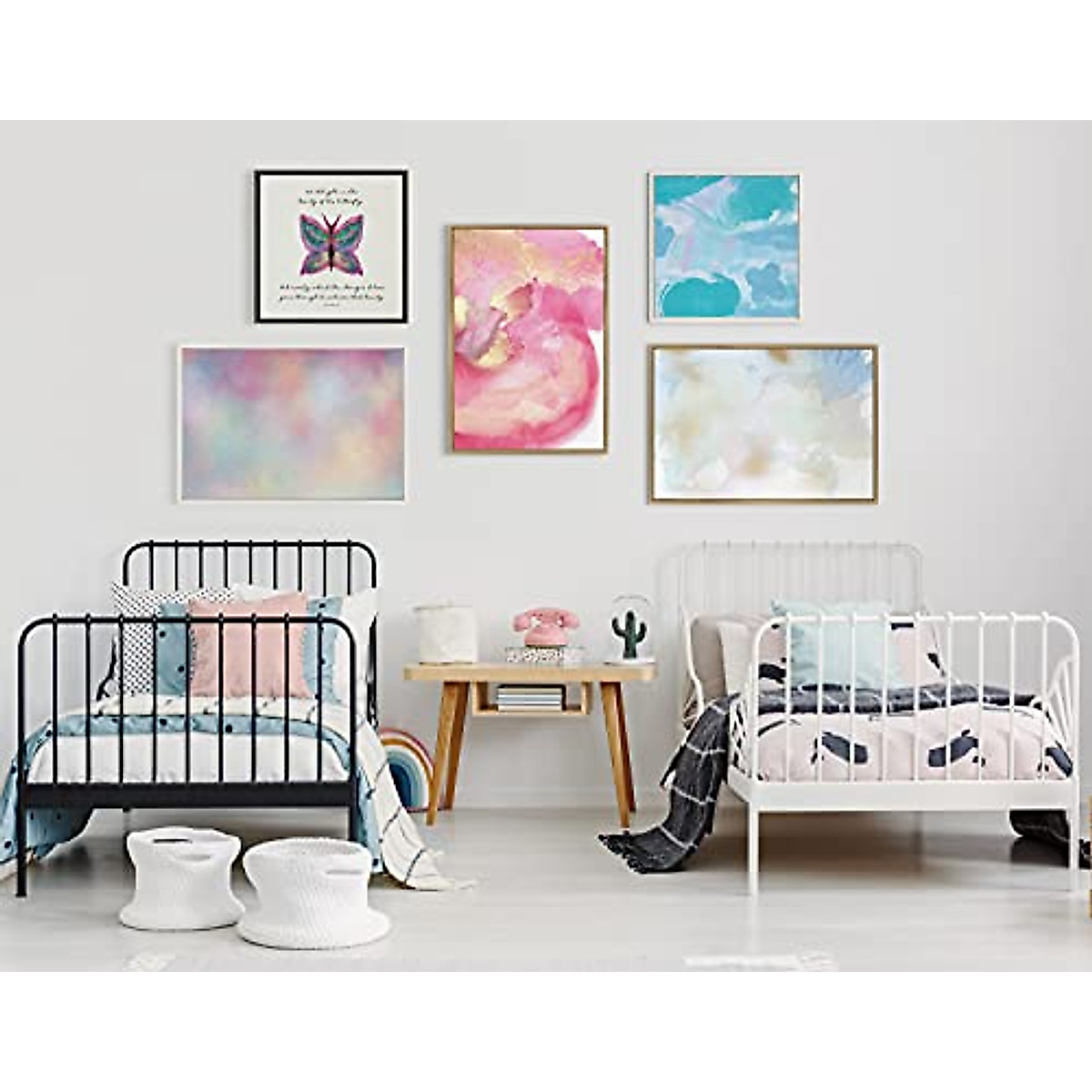 Kate and Laurel x Mentoring Positives Collaboration Pink Golden Hour Framed Canvas Wall Art, 23x33, Gold, Feminine Abstract Art Print for Wall