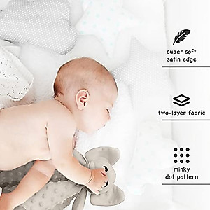 Gray Baby Elephant Security Blanket Baby Stuffed Elephant Toy Lovie Blanket for Infant Boys and Girls Baby Comforting Elephant Blanket for Newborns 16in