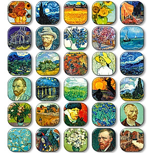 MORCART 30PCS Van Gogh Magnets for Fridge, Cute Locker Magnets Decorative Magnets for Refrigerator Whiteboard Cabinet Office Kitchen Blackboard Art for Adult
