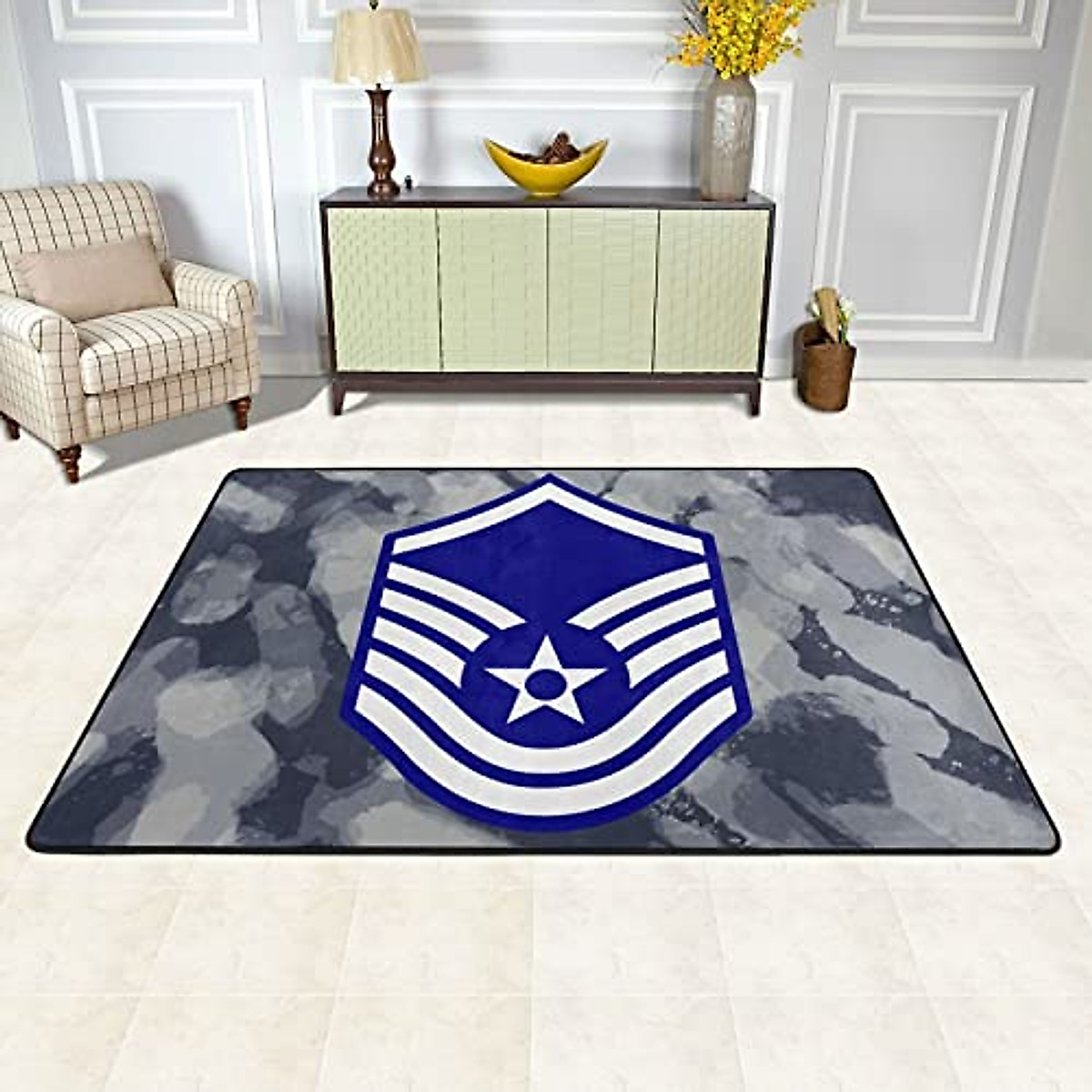 Air Force Master Sergeant 1st SGT Diamond Rank Area Rug Living Room Bedroom Kitchen Sofa Bedside Carpet Floor Mats 36"X24"