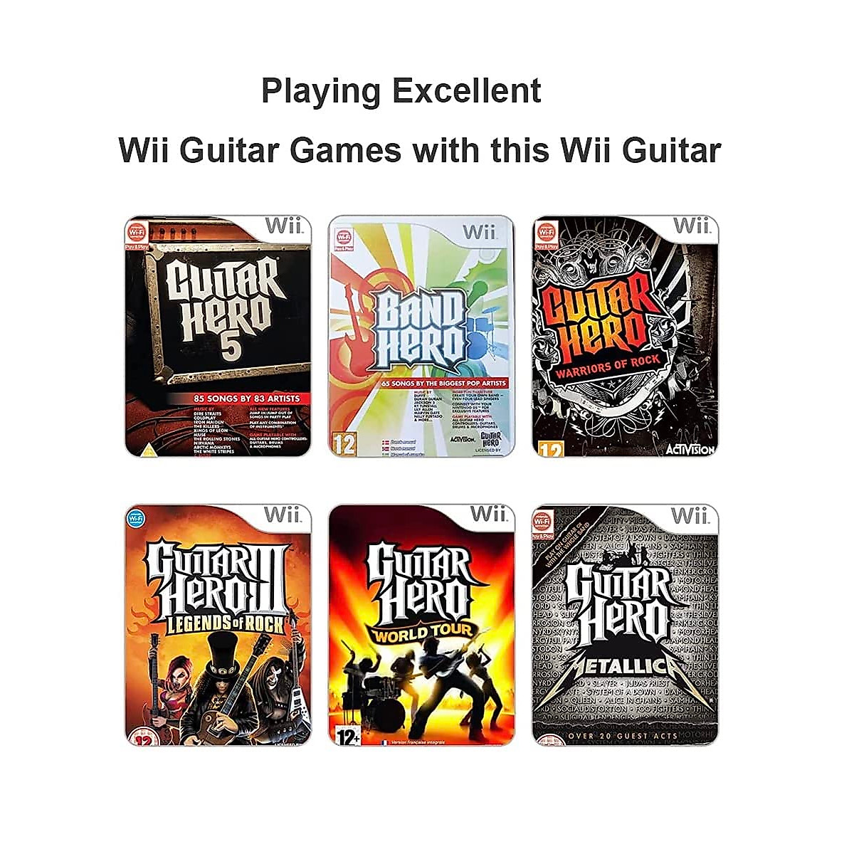 Wireless Guitar for Wii Guitar Hero and Rock Band Games Color Black