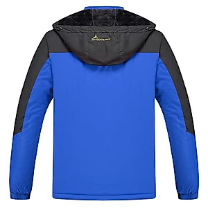 MANSDOUR Men's Ski Jacket Warm Winter Coat Outdoor Snowboard Jacket Windproof Snow Rain Coat Waterproof Fleece Mountain Windbreaker Hooded Coat Casual Skating Skiing Hiking Jackets