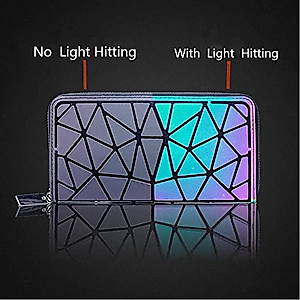 FZChenrry Geometric Long Wallet and Purse Fashion Luminous Lattice Zip Purse Clutch for Women NO.2