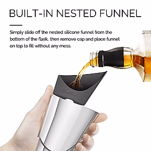 Final Touch Aero Flask Travel Liquor Container - 3.4 oz 100ml Carry-On Flask with Built-in Funnel - Aerodynamic Design Inspired by Airplane Wings - Stainless Steel - Comfortable for Pocket (FTA1820)