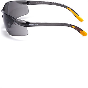 ProtectX 3-Pack Tinted Safety Glasses for Men, Safety Sunglasses with Anti-Fog Scratch Resistant Wrap-Around Smoke Lenses, Non-Slip Orange Rubber Grips, ANSI Z87.1 Rated