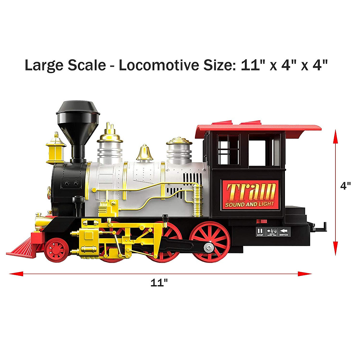 Large Classic Holiday Christmas Tree Train Set with Sounds Lights Smoke for Around Under The Christmas Tree