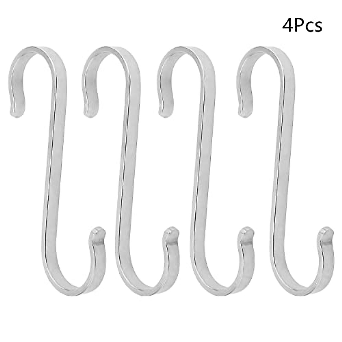 MroMax 304 Stainless Steel S Hooks,77mm/3.03" Silver S Shaped Hook Hangers for Kitchen Bathroom Bedroom Storage Room Office Outdoor Multiple Uses,with Bayonet 4Pcs