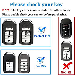 QBUC for Honda Key Fob Cover Case with Keychain for Honda Accord Civic CR-V CRV Pilot Passport Insight EX EX-L 5 Buttons