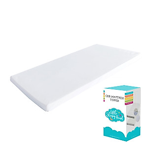 Little Sleepy Head Waterproof Crib Mattress Pad, 2” Ventilated Soft Memory Foam Topper for Toddler Bed Mattress or Crib Padding, Removable Washable Non-Slip Cover