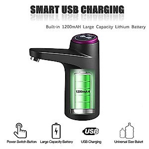 LECIEL 5 Gallon Water Jug Dispenser, Portable Water Bottle Pump for 2-5 Gallon Drinking Water Pump USB Charging Water Dispenser