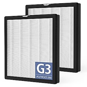G3 Air Purifier Repalcement Filter Compatible with AMEIFU G3 Sferf-30 (FXAP2W), for VEWIOR A3, For Tailulu HQZZ-260 Air Purfier, 3-in-1 True HEPA Air Cleaner Filter, 2 Pack
