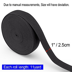 1 inch elastic for sewing, Elastic Band High Elasticity,2 Roll 11 Yard Knit Elastic Bands for Sewing Waistband and Pants Waist,Wig Band (Black & White)