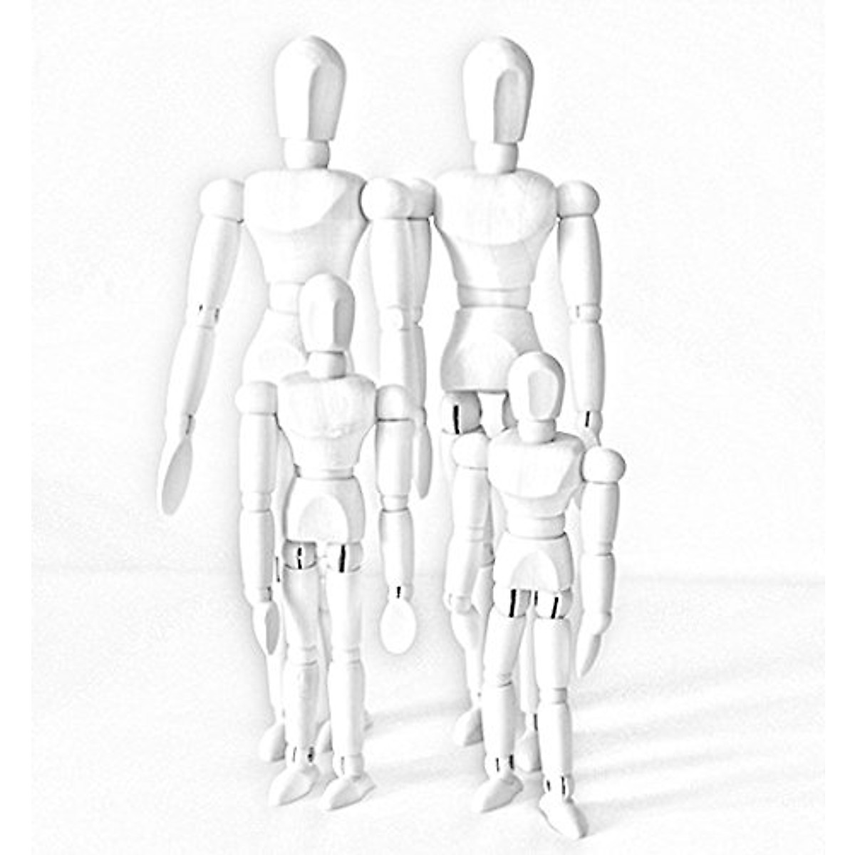 DOGNNAK 4 Pack Family Portrait Family of Four, Daddy Mommy Sister Brother Articulated Wooden Mannequin