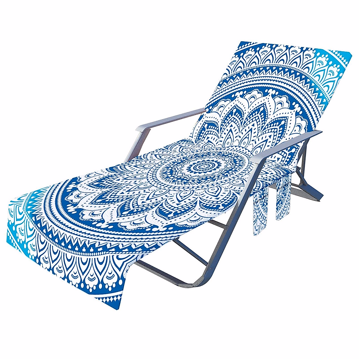 Jienono Beach Chair Cover, Microfiber, Quick-Drying, Side Pockets, Elastic Straps, Multiple Colors Available