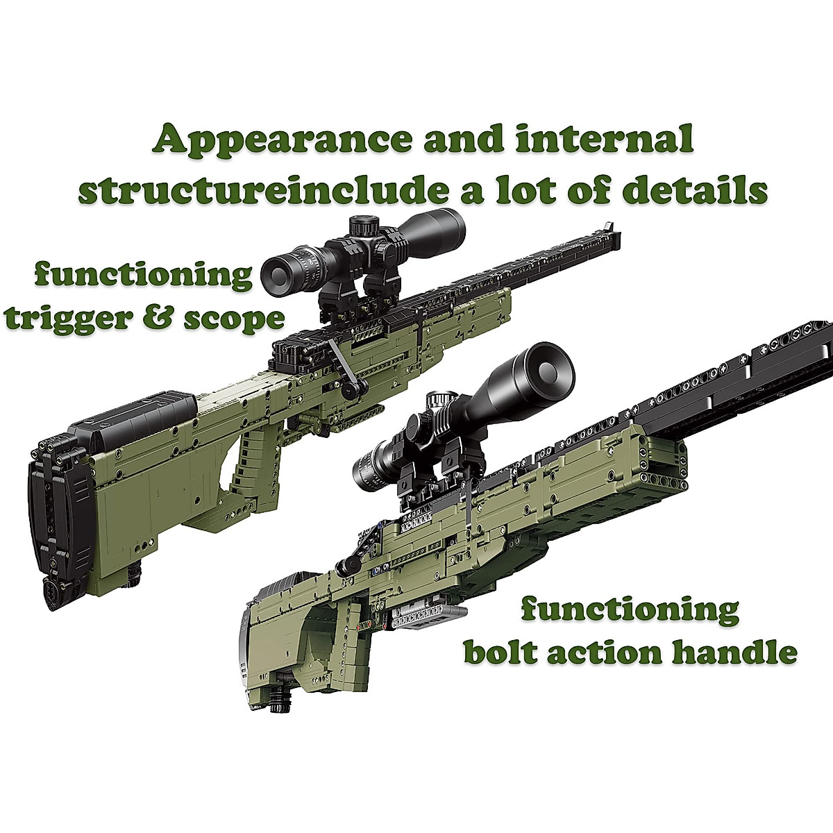 CampCo Sniper Rifle Gun Building Blocks Blaster Kit, like Lego & NERF, 14+ yrs & Adults, 1491 pcs 3D, Simulation Weapon Toy, DIY, Mechanical Model Kit