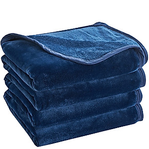 ELNIDO QUEEN Fleece Throw Blanket for Couch Navy Blue - 330GSM Lightweight Fuzzy Cozy Soft and Cooling Blankets for Sofa, Bed, 50x60 inches