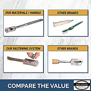 Baker of Seville Bread Lame – Now with 6 Included blades. Change from Straight or Curved Blade Lame in seconds with the Patented Design. Built for professional and serious bakers.