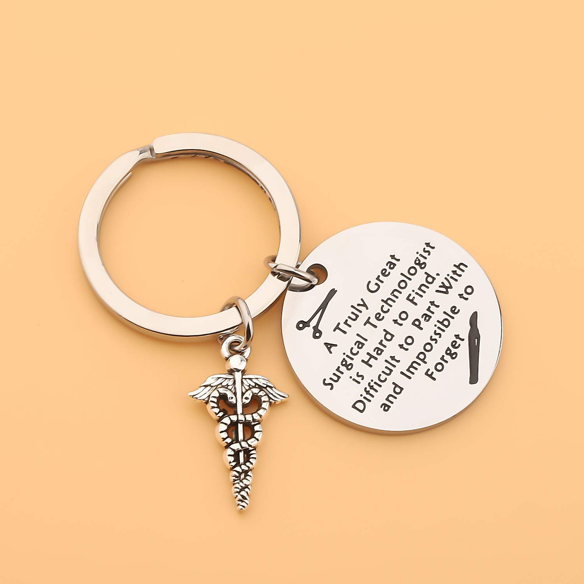 LQRI Surgical Technologist Gift Surgical Tech Keychain Gift A True Great Surgical Technologist is Hard to Find Keychain Medical Jewelry Surgical Nurse Doctor Gift(sliver)