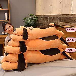 chilsoby Giant Dog Puppy Stuffed Animals Plush Toy, 23.6 Inch Large Stuffed Dog Hugging Pillow Soft Sleeping Plush Body Pillow Birthday